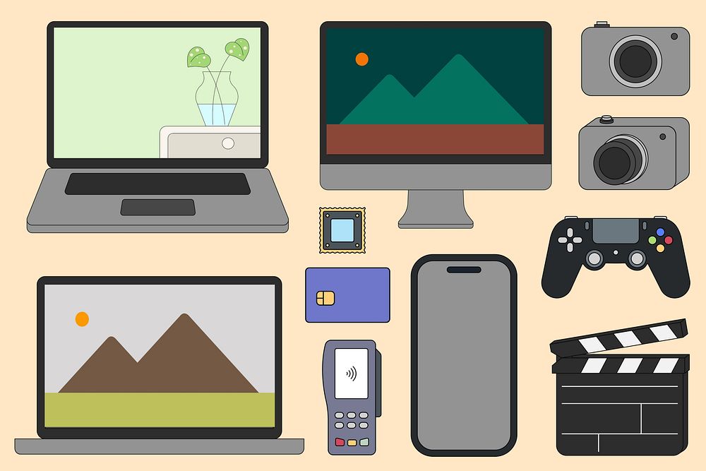 Digital device elements element set | Premium Photo - rawpixel