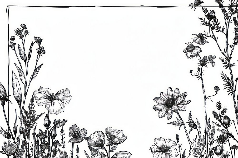 Hand-drawn floral border illustration | Free Photo Illustration - rawpixel