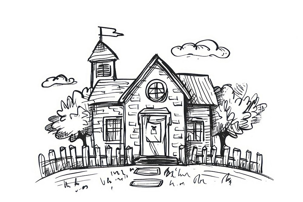 Charming hand-drawn house illustration | Free Photo Illustration - rawpixel
