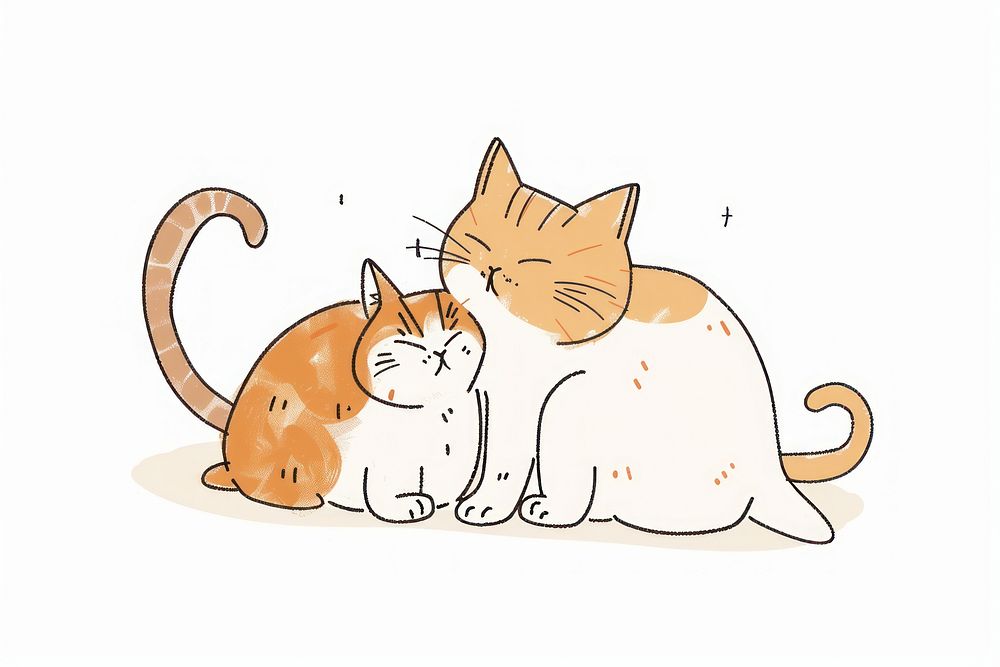 Adorable Cats Cuddling Illustration Free Photo Illustration Rawpixel