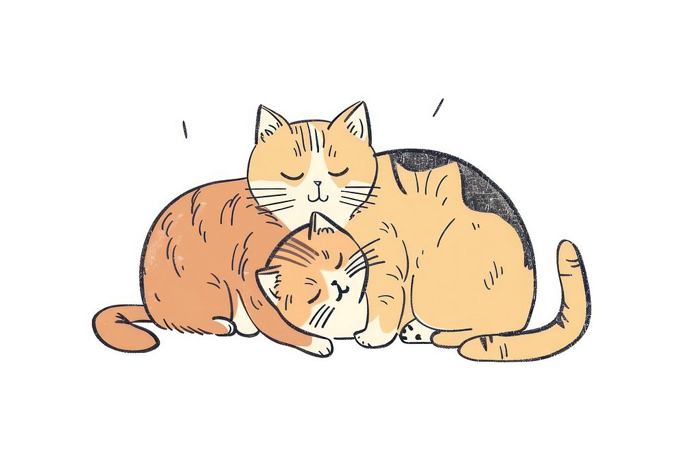 Adorable cuddling cats illustration | Free Photo Illustration - rawpixel