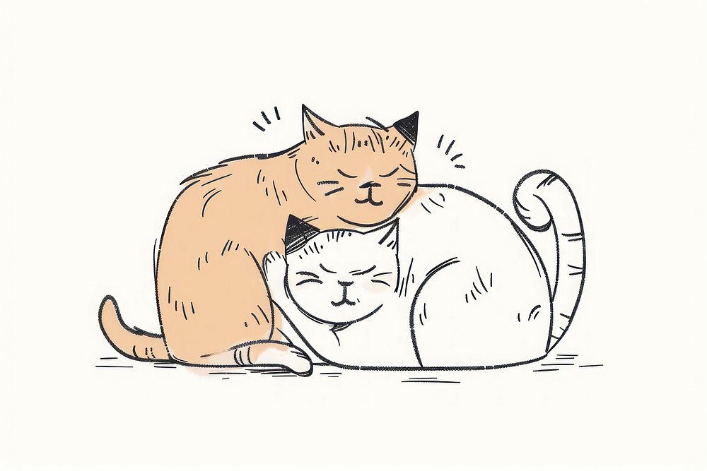 Cute Cats Cuddling Illustration Free Photo Illustration Rawpixel