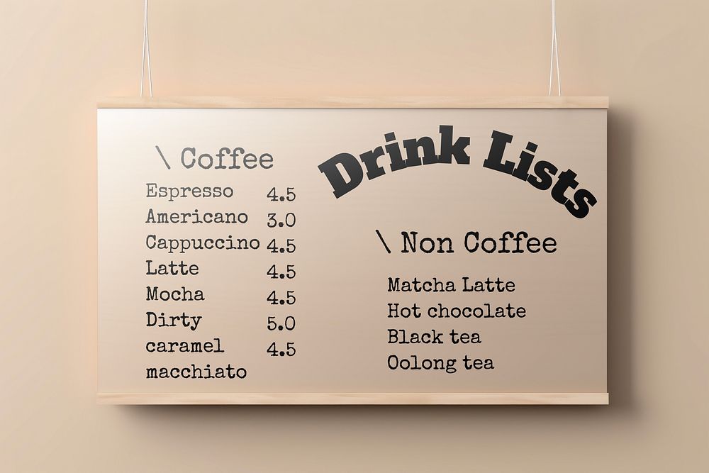 Coffee and non-coffee drink menu | Premium Photo - rawpixel