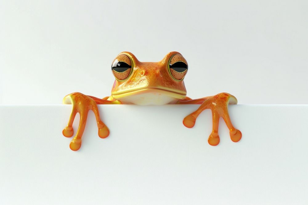 Orange frog peeking over edge | Free Photo - rawpixel