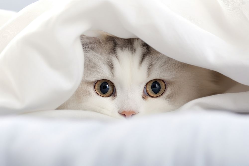 Cute cat hiding under blanket | Free Photo - rawpixel