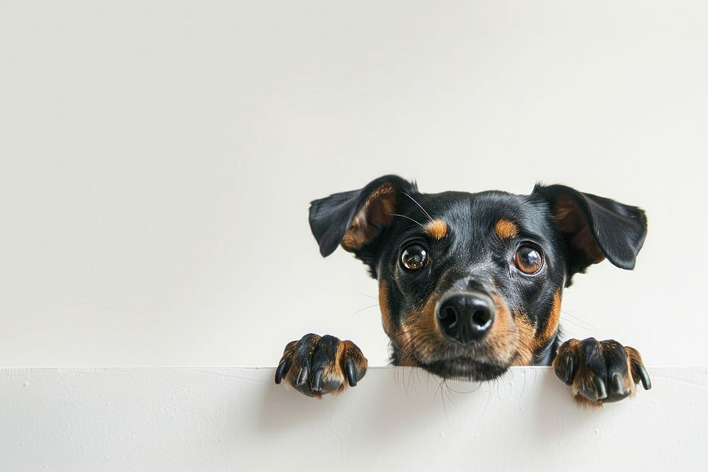 Curious dog peeking over edge | Free Photo - rawpixel