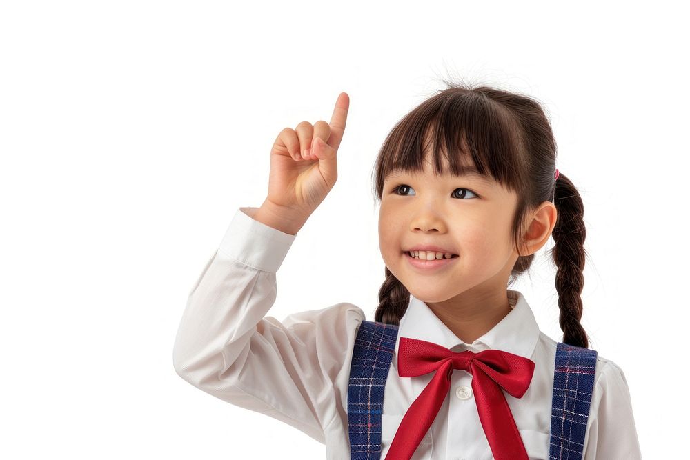 Smiling child raising hand. | Free Photo - rawpixel