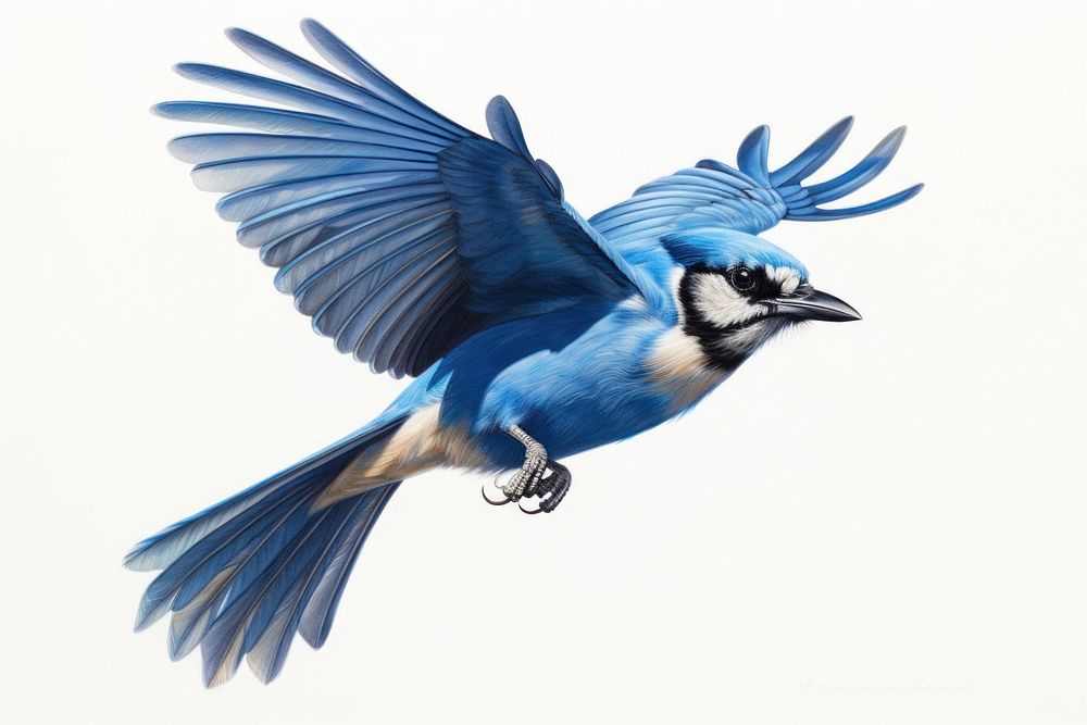 FlyingBlue Jay bird jay bluebird. | Free Photo Illustration - rawpixel