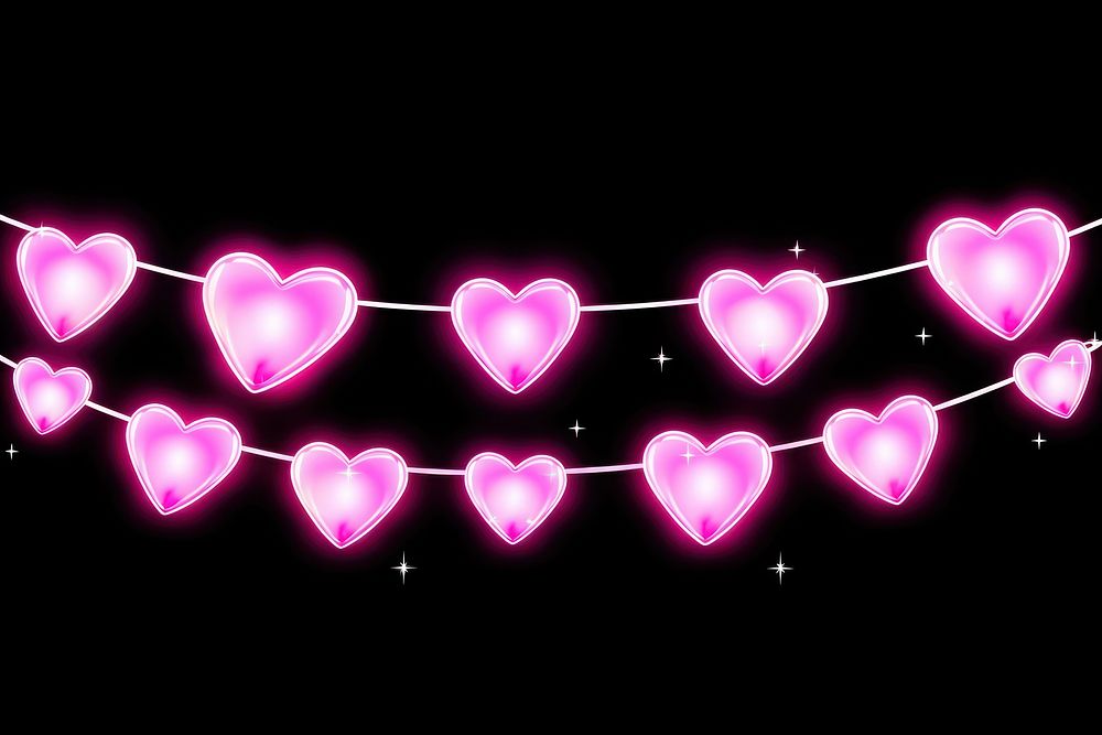 Glowing heart string lights illustration | Free Photo Illustration ...