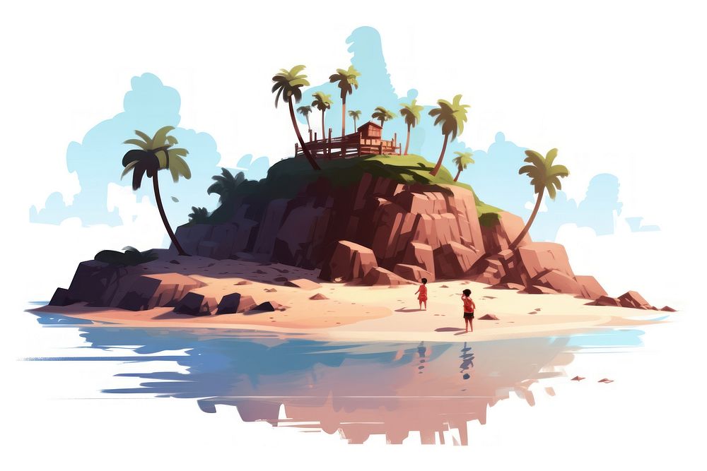 Tropical island beach adventure illustration | Free Photo Illustration ...