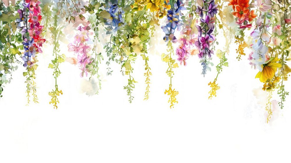 Colorful hanging floral border illustration | Free Photo Illustration ...