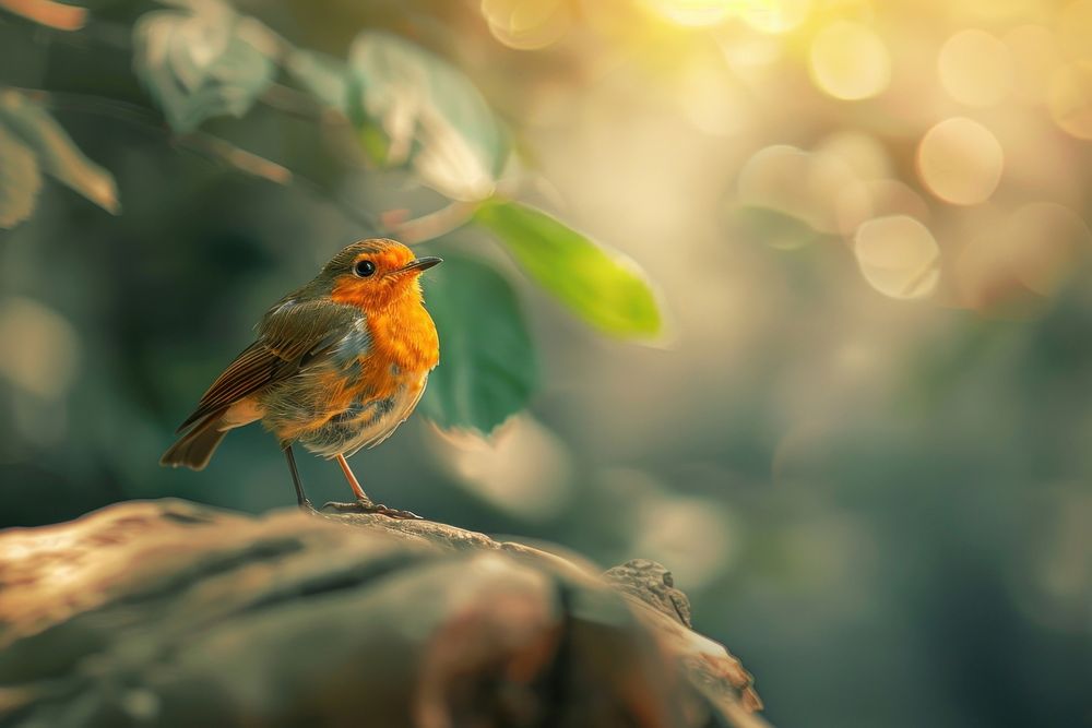 Vibrant robin perched on branch | Free Photo - rawpixel