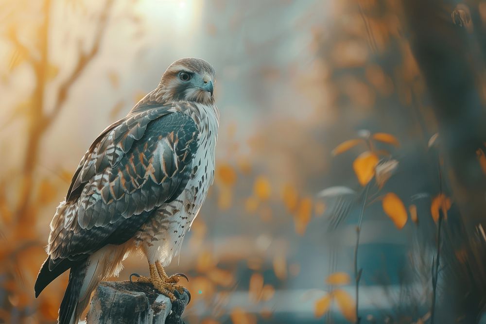 Majestic hawk in autumn forest | Free Photo - rawpixel