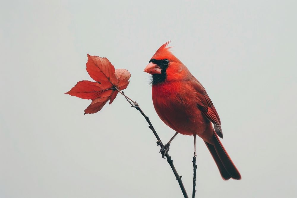 Vibrant cardinal perched autumn branch | Free Photo - rawpixel