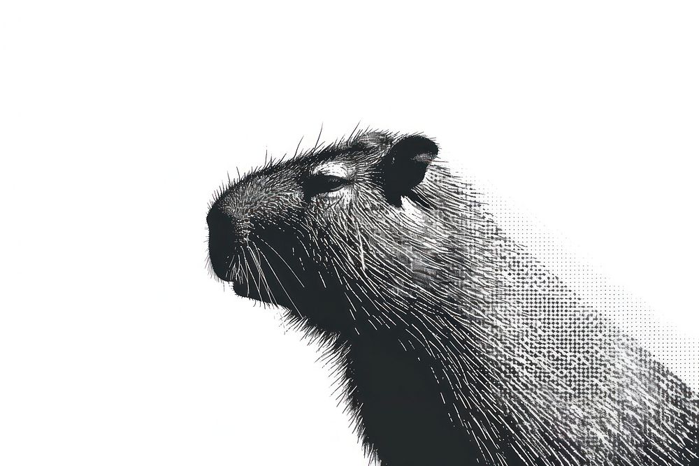 Monochrome capybara portrait art | Free Photo Illustration - rawpixel