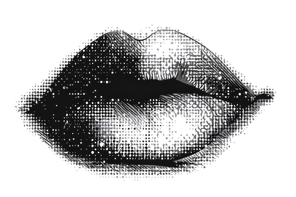Monochrome dotted lips illustration | Free Photo Illustration - rawpixel
