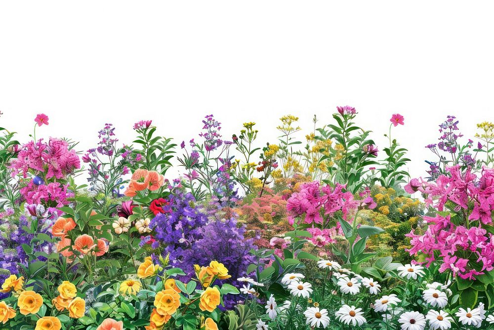 Colorful garden flowers illustration | Free Photo Illustration - rawpixel