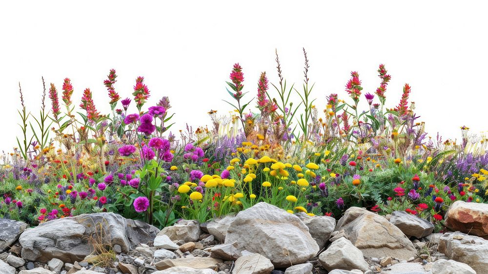 Vibrant wildflowers among rocky terrain | Premium Photo - rawpixel