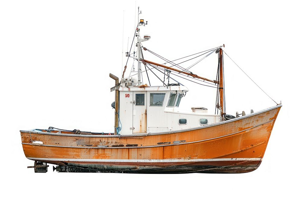 Rustic fishing boat isolated white | Free Photo - rawpixel