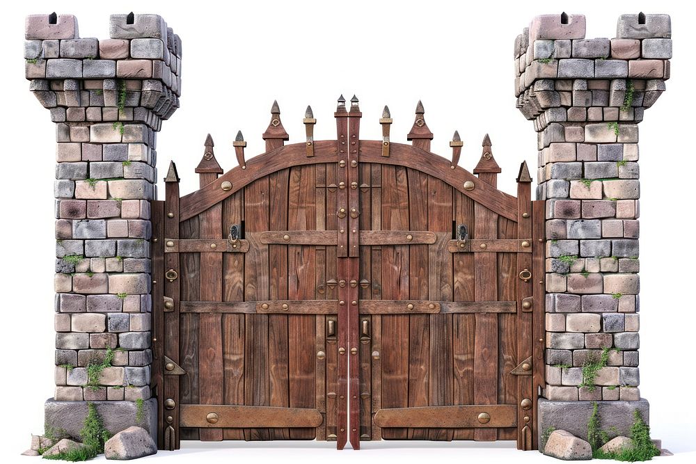 Wooden castle gate architecture arched | Free Photo Illustration - rawpixel