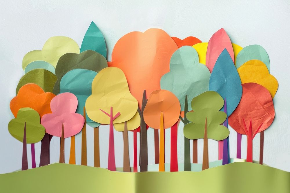 Colorful paper-cut forest illustration | Free Photo Illustration - rawpixel