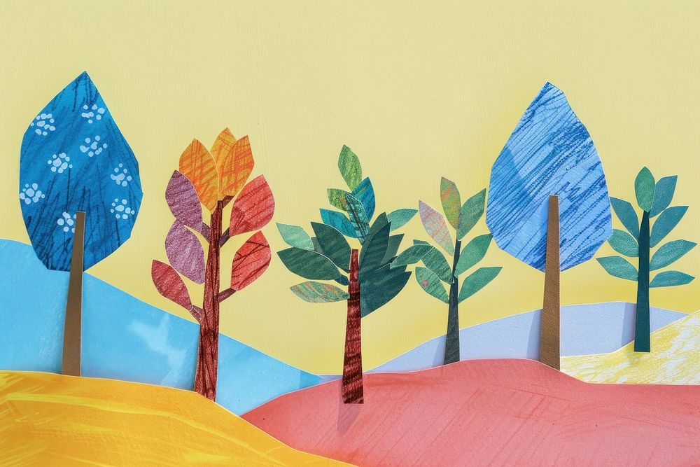 Colorful abstract paper-cut trees | Free Photo Illustration - rawpixel