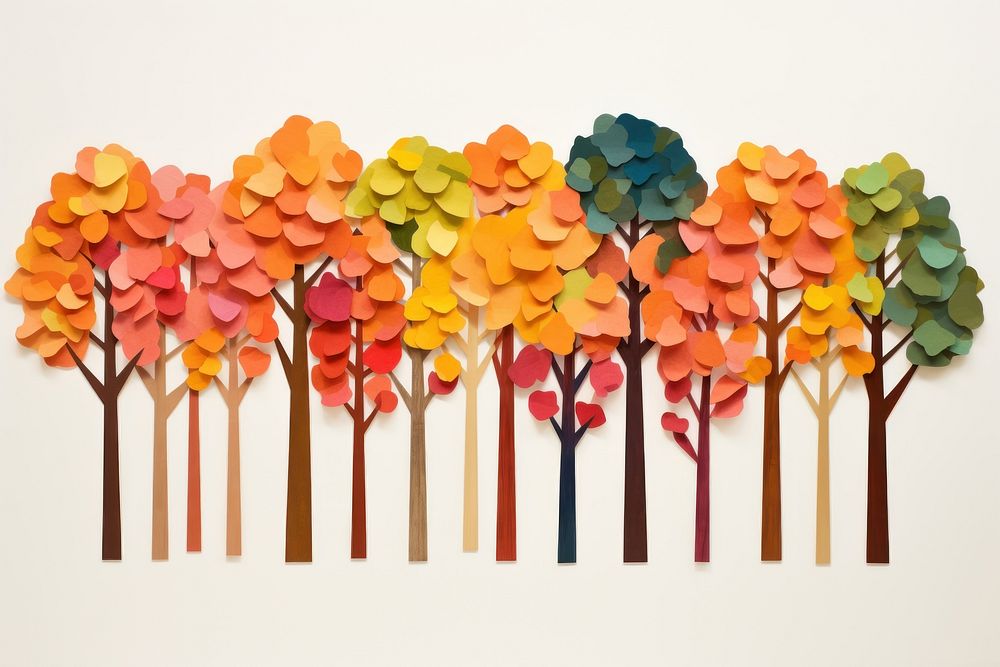 Colorful autumn paper cut trees | Premium Photo Illustration - rawpixel