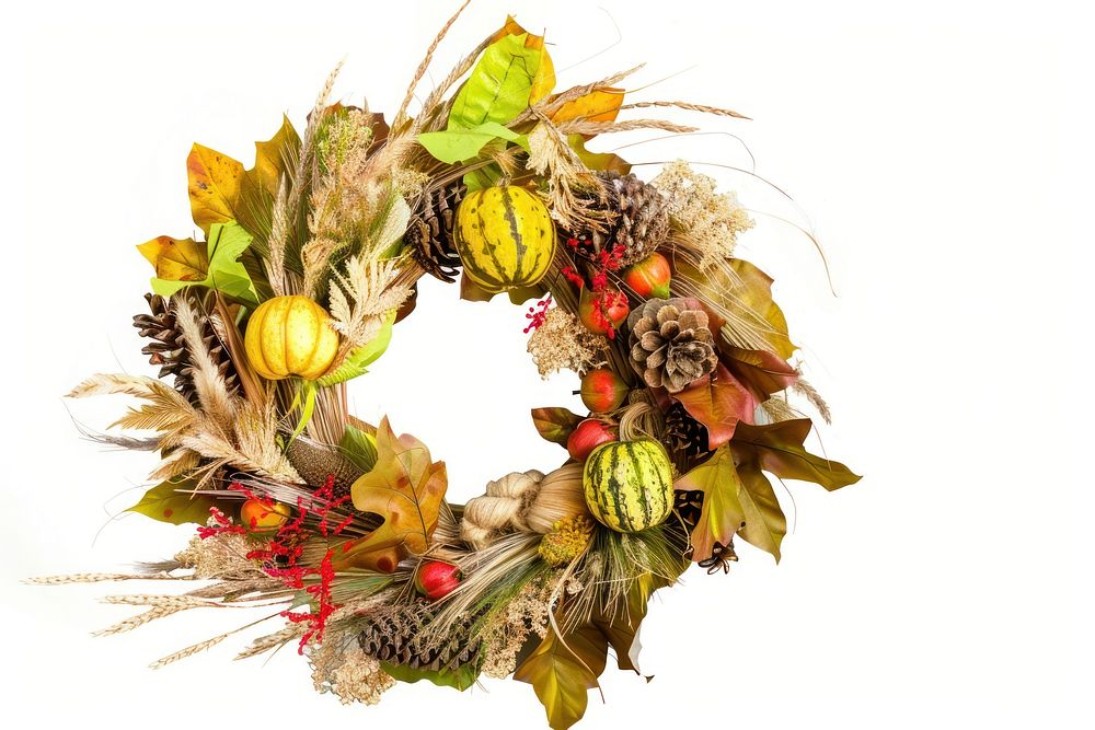 Rustic fall harvest wreath produce | Free Photo - rawpixel