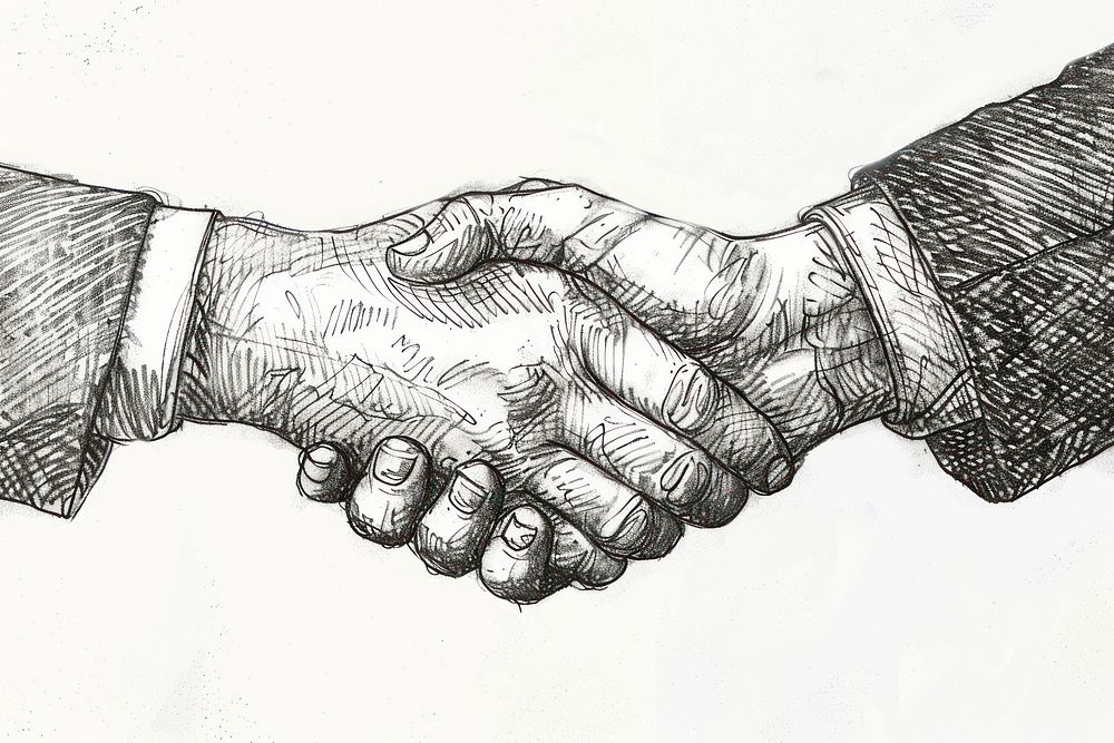 Business man handshake drawing illustrated | Free Photo Illustration ...
