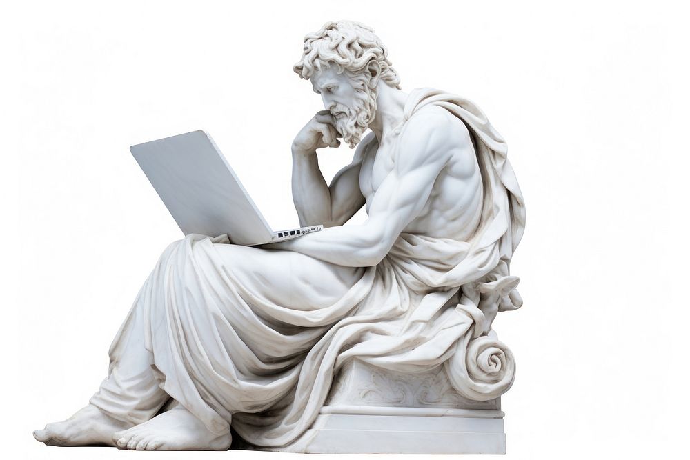 Ancient statue using laptop | Free Photo - rawpixel