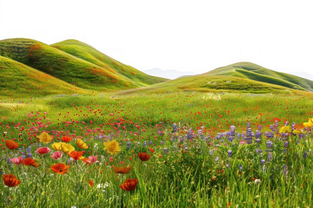 Vibrant spring wildflower meadow hills | Premium Photo - rawpixel