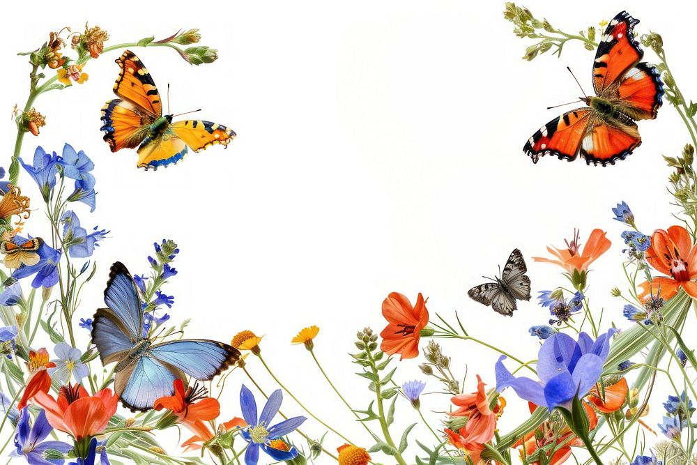 Colorful butterflies amidst vibrant flowers | Premium Photo - rawpixel