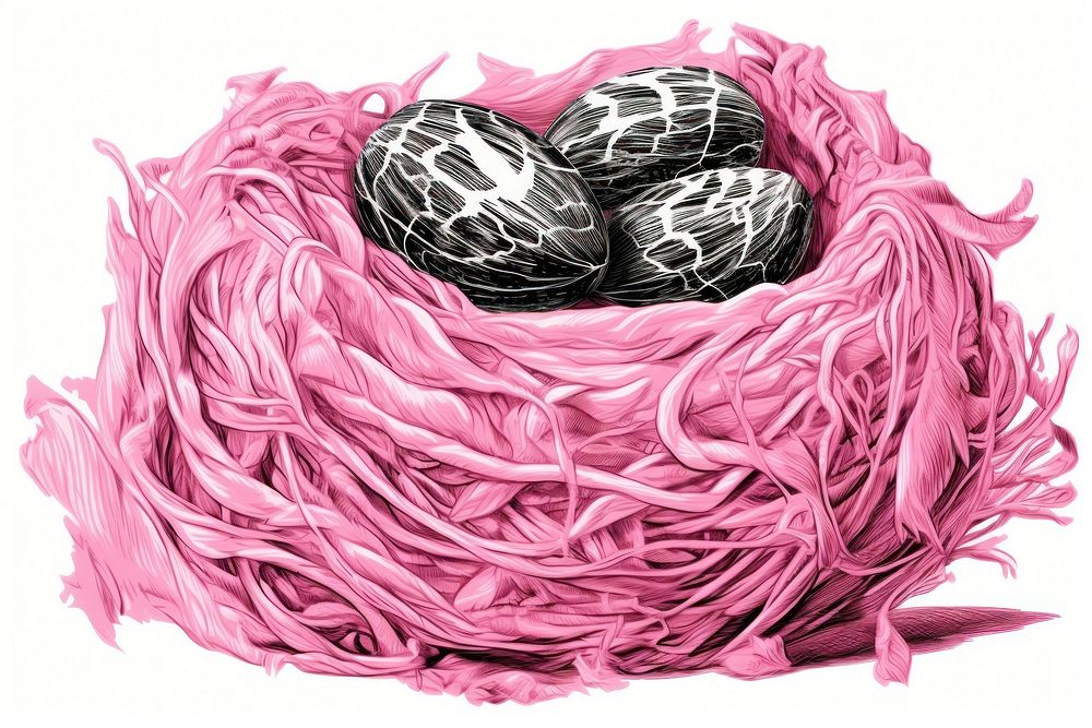 Pink nest with patterned eggs | Free Photo Illustration - rawpixel