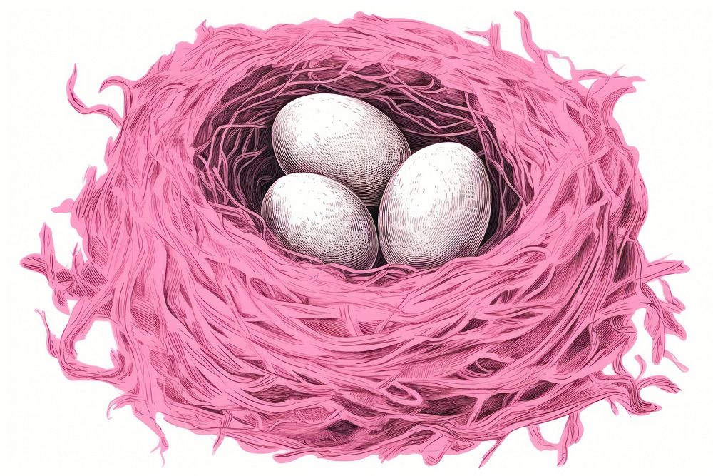 Pink nest with white eggs | Free Photo Illustration - rawpixel