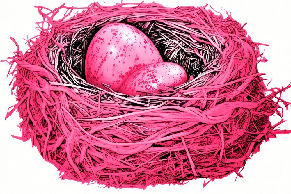 Pink nest with speckled eggs | Free Photo Illustration - rawpixel