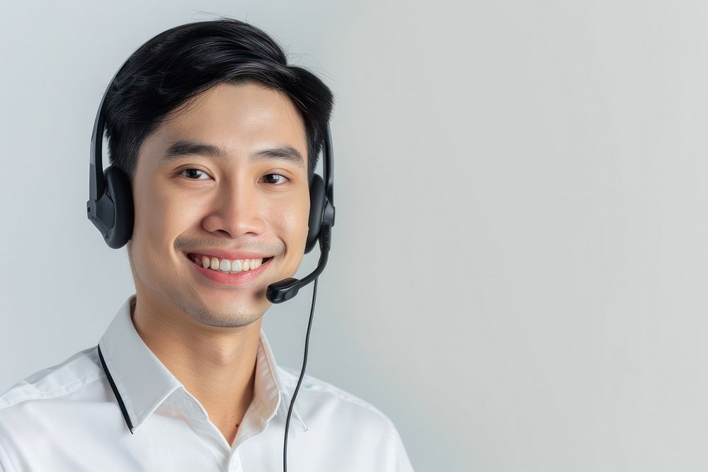 Smiling customer service representative headset | Free Photo - rawpixel