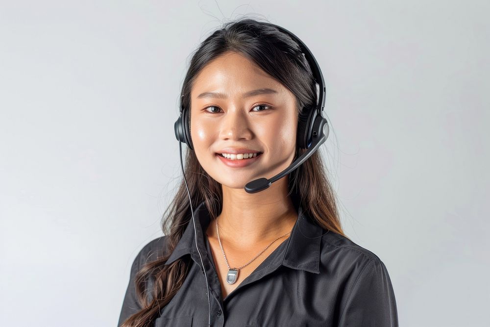 Smiling customer service representative headset | Free Photo - rawpixel