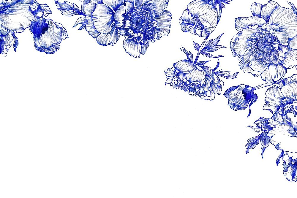 Blue floral border illustration | Free Photo Illustration - rawpixel