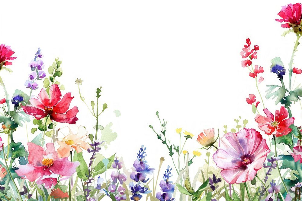 Vibrant watercolor floral border | Free Photo Illustration - rawpixel
