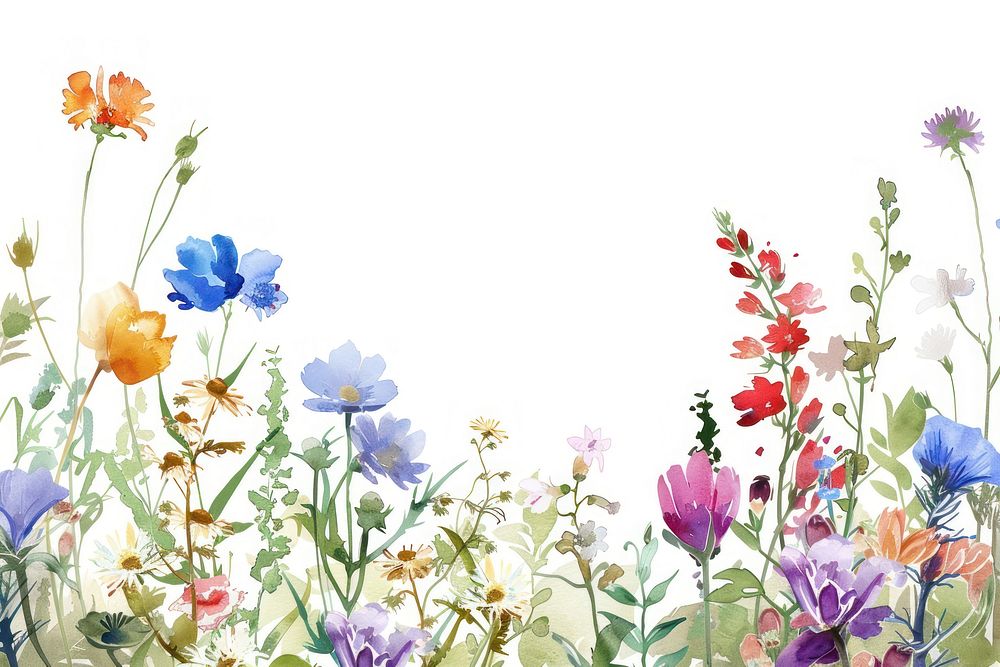 Vibrant watercolor floral border | Free Photo Illustration - rawpixel