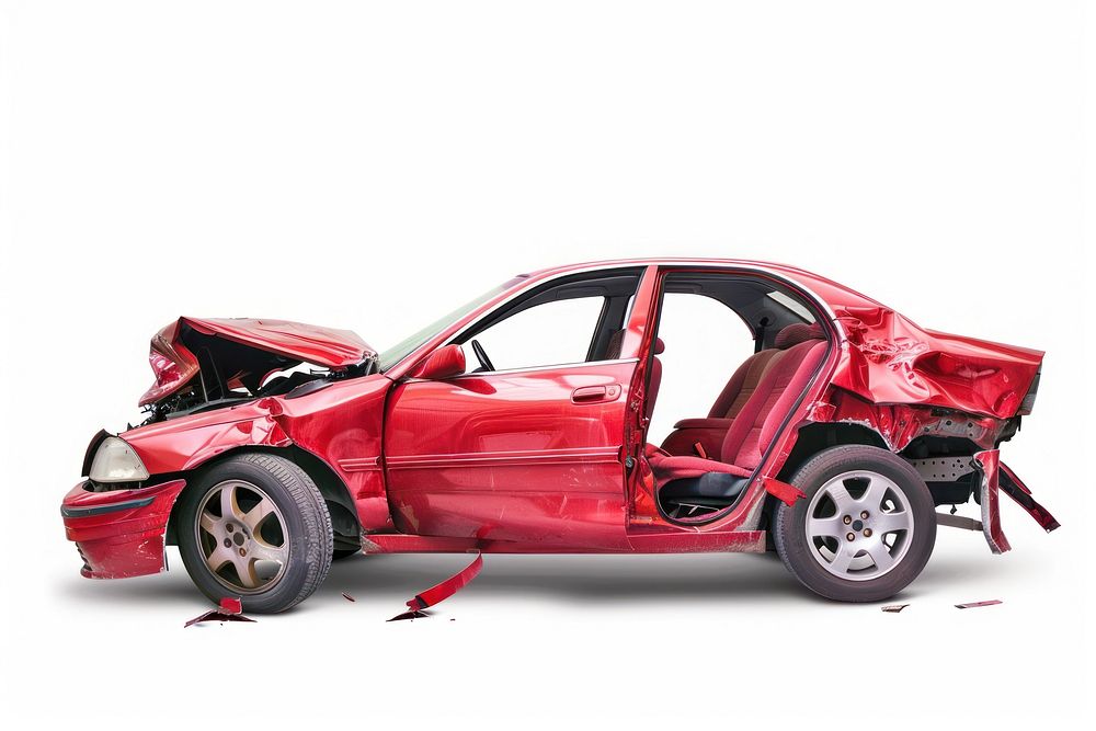 Crashed red car isolated background | Free Photo - rawpixel