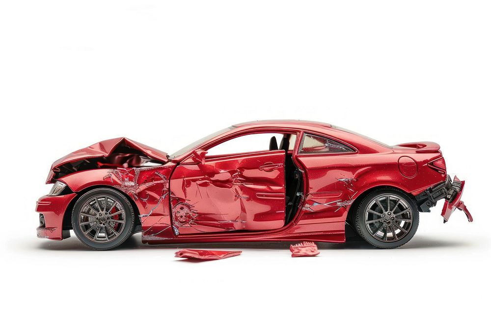 Crashed red sports car model | Premium Photo - rawpixel