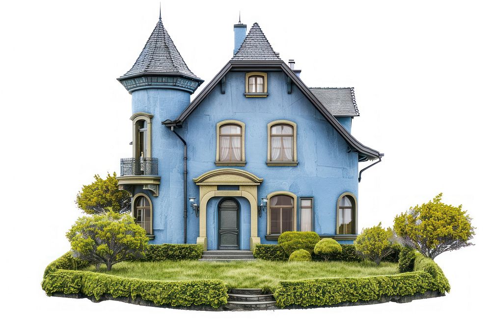 Charming blue Victorian house illustration | Free Photo Illustration ...