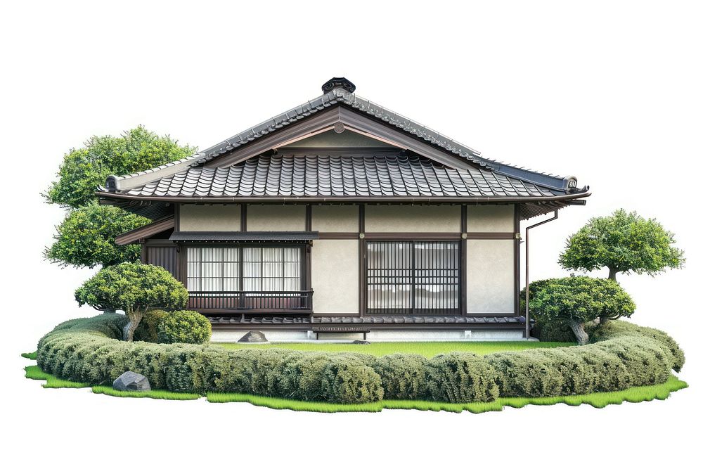 Traditional Japanese house illustration | Free Photo Illustration ...