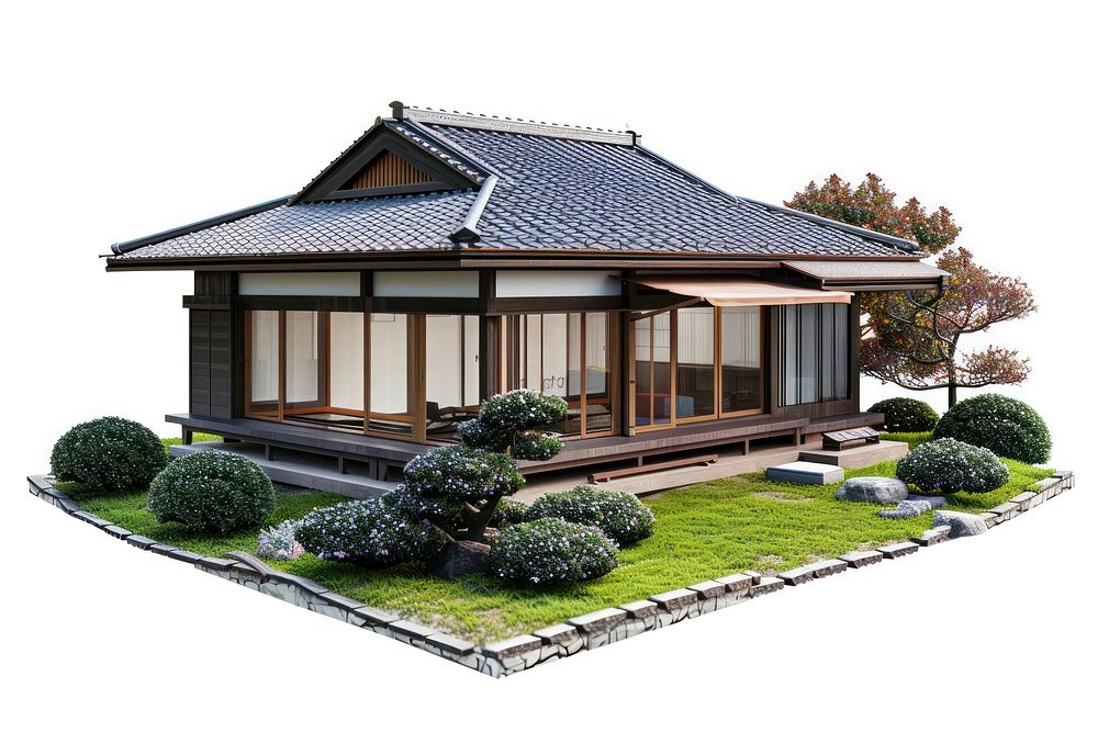 Traditional Japanese house with garden | Free Photo Illustration - rawpixel