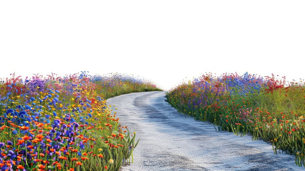 Country road flower fields landscape | Free Photo - rawpixel