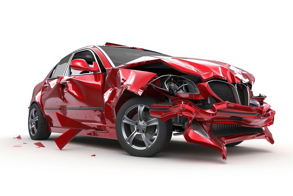 Crashed red car accident scene | Free Photo - rawpixel