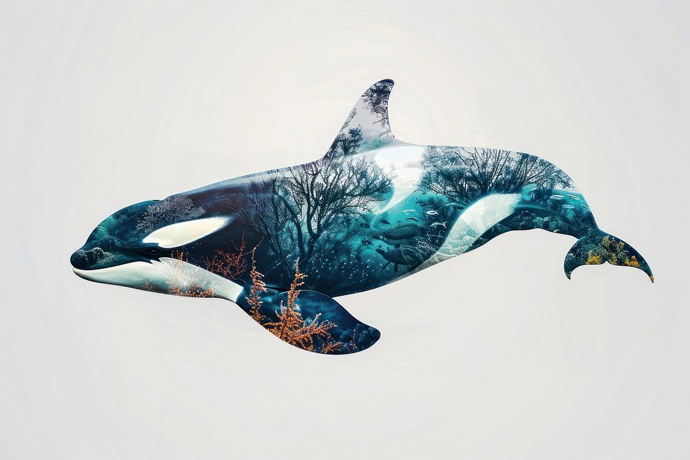 Orca silhouette with underwater scene | Free Photo - rawpixel