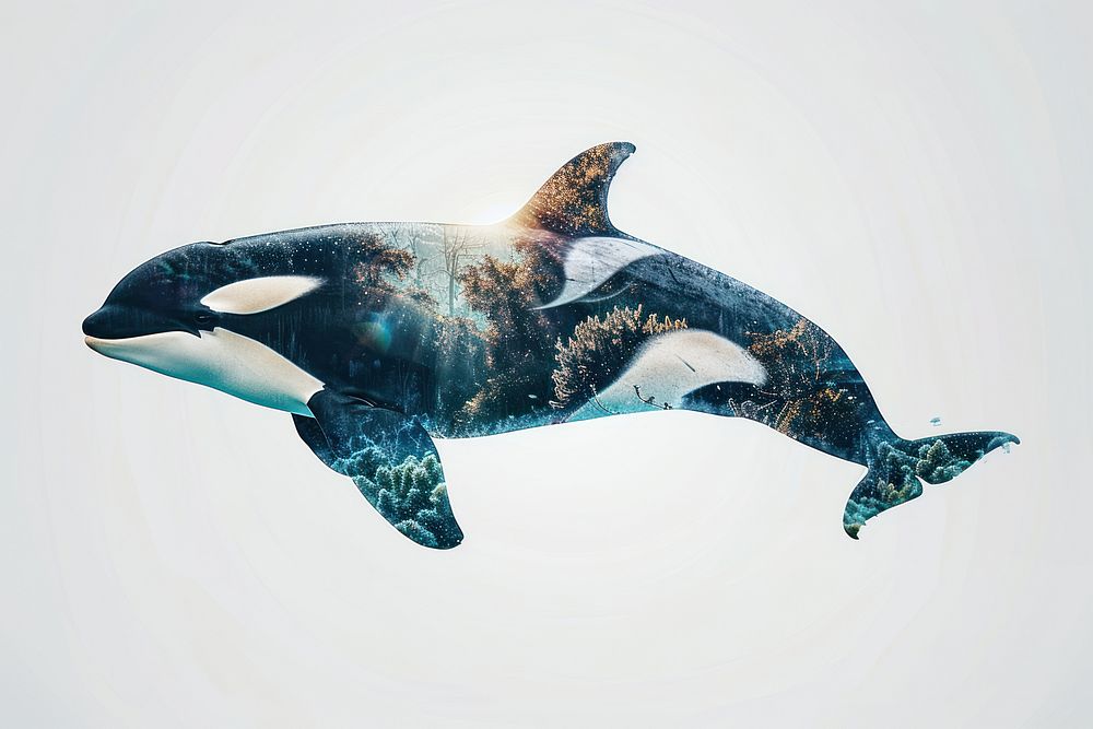Orca silhouette underwater nature collage | Free Photo - rawpixel