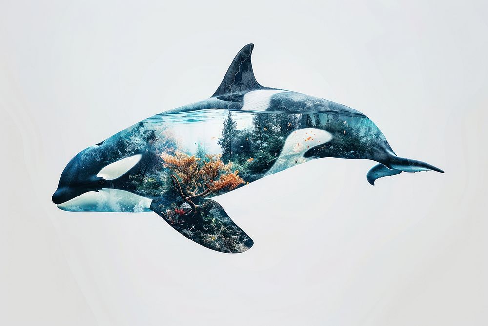 Orca illustration with underwater scenery | Free Photo - rawpixel